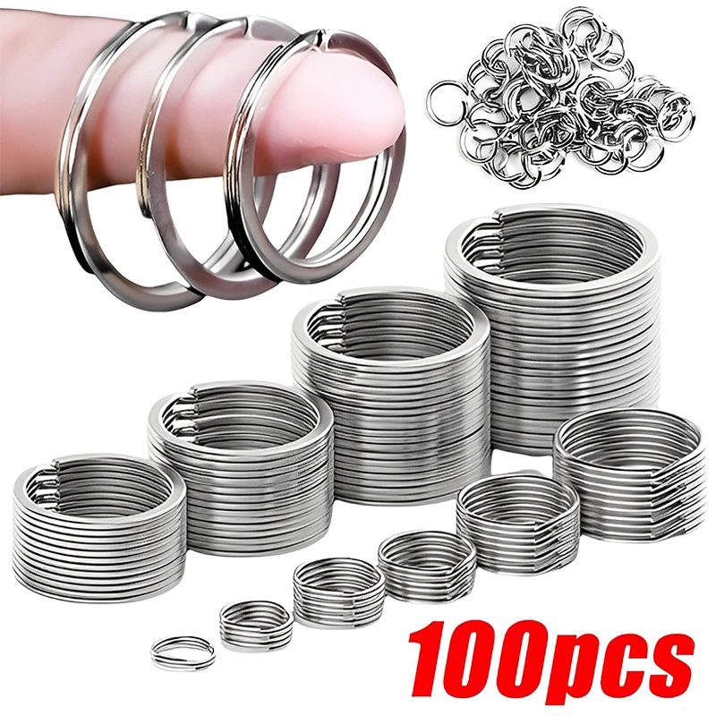 100-50pcs-Metal-Keyring-Keyfob-Stainless-Steel-Car-Key-Rings-Anti-rust ...