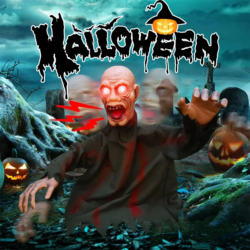 Halloween Voice-Activated Pop-Up Decor Plug-in Scary Jumping Ghost with ...