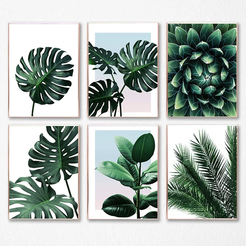 Green-Monstera-Leaves-Botanical-Door-Posters-and-Print-Boho-Graphic ...