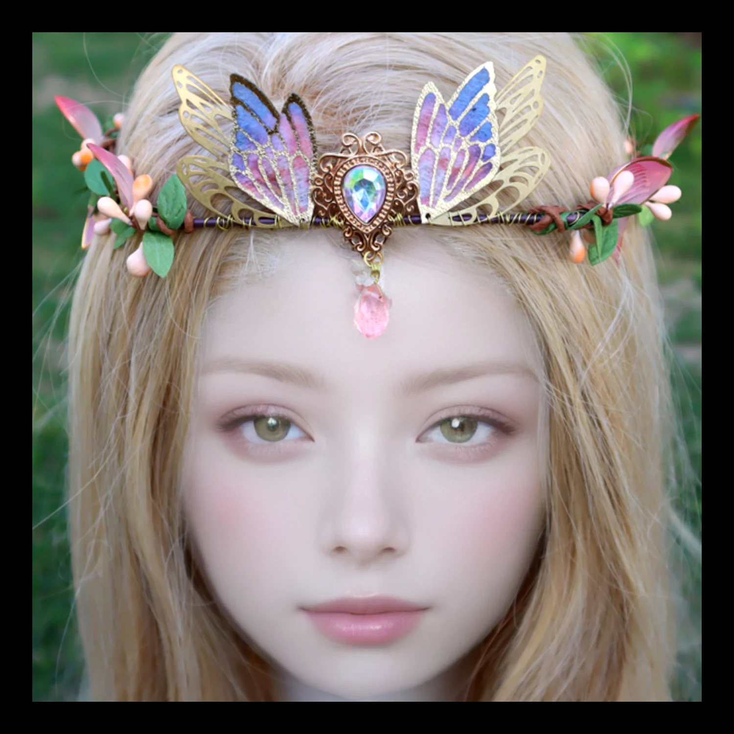 Handmade-Crown-Natural-Crystal-Forest-Woodland-Elf-Hair-Tiara-Leaves ...