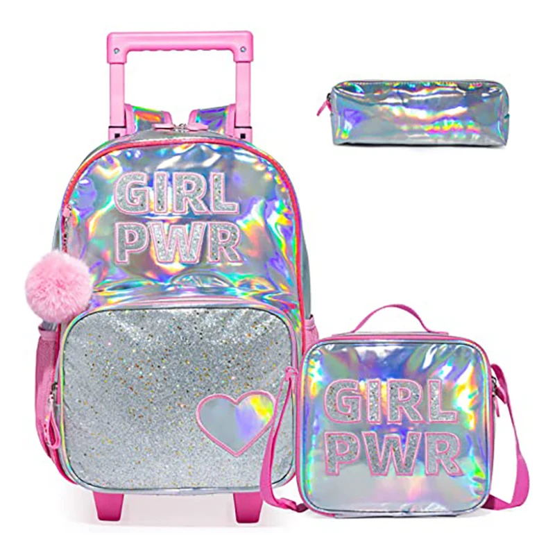 16-Inch-3PCS-Wheeled-Trolley-Backpack-Kids-Rolling-Backpack-for-Girls ...