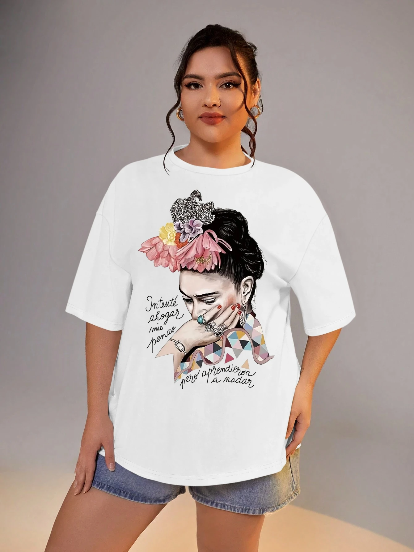Oversize-T-shirts-Women-Lady-Graphic-Print-Tops-Plus-Size-Clothes-for ...
