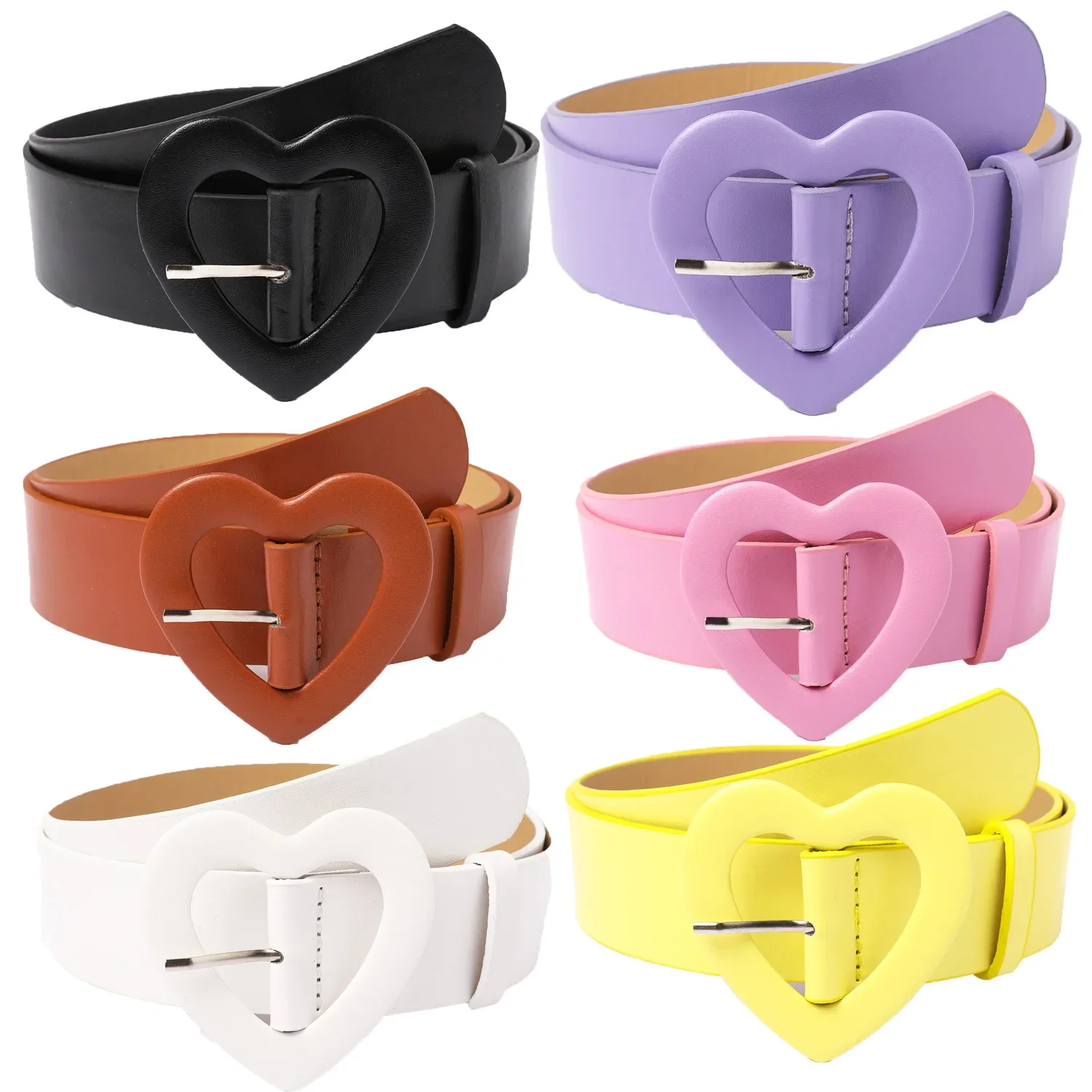 New Pink Wide Belt Women's Love Button Rose Red Belt Decoration Skirt ...