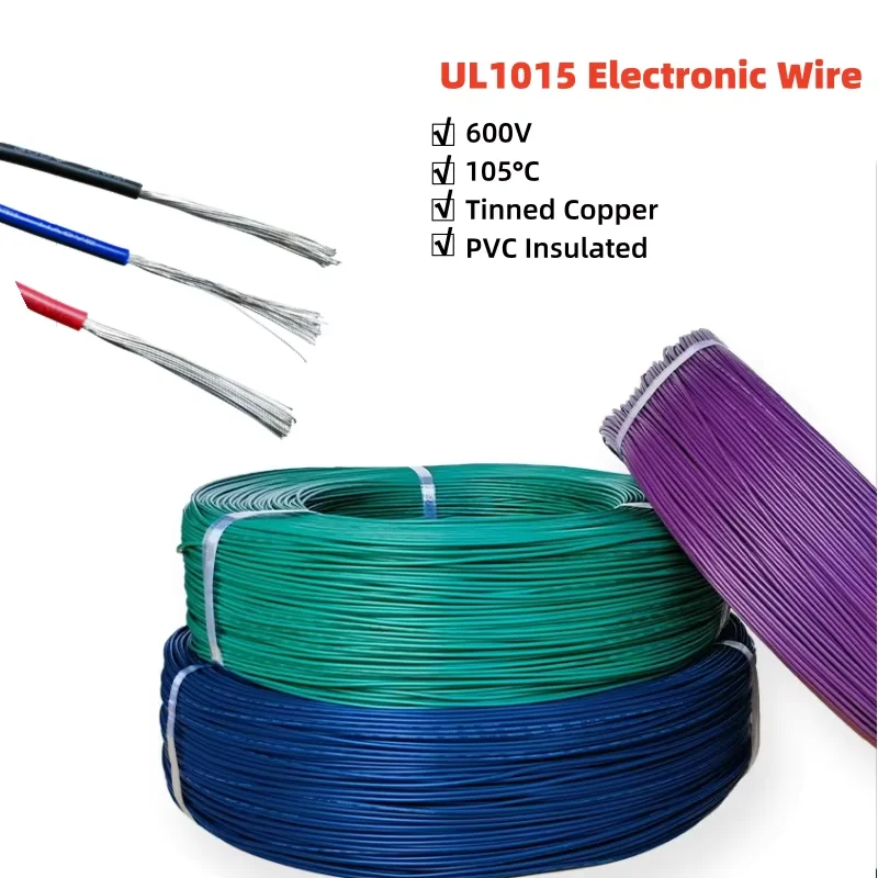 5/10/20m UL1015 Electric Wire Multi-stranded 24 22 20 18 16 14 12 10 8 ...