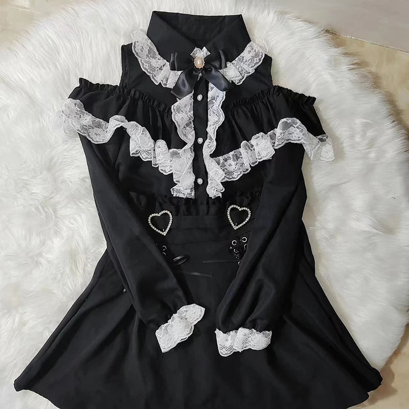 Kawaii Women Shirts Jirai Kei Lolita Y2K Cute Japanese Style Blouse ...