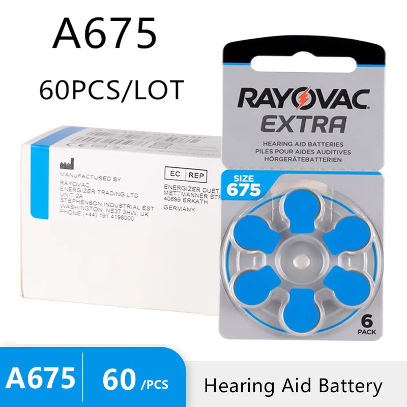 60 Pcs Rayovac Energy Zinc Air Hearing Aids Batteries 675a 675 A675 ...