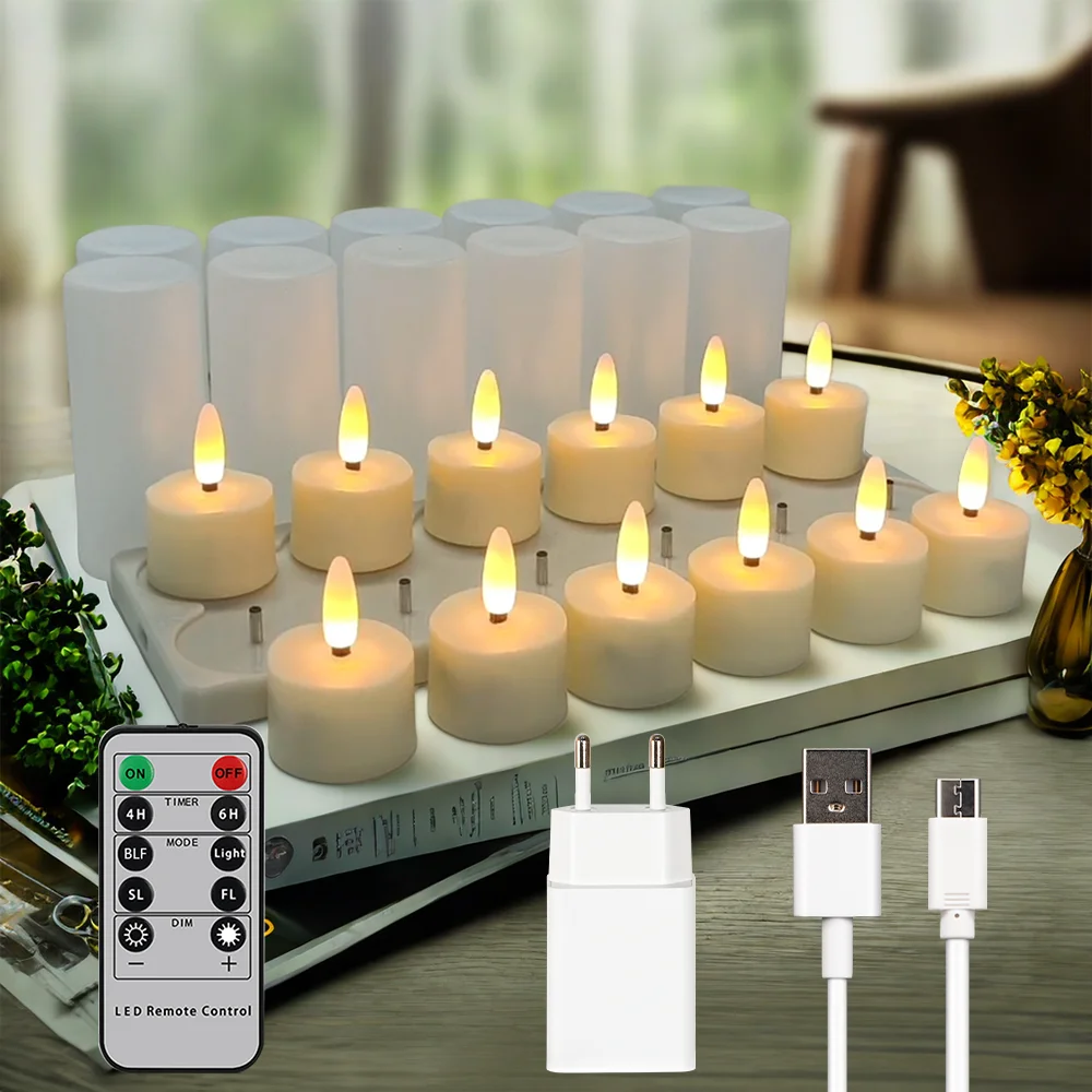 Led-Candles-Set-By-USB-Rechargeable-Lights-Electronic-Flicker-Flameless ...