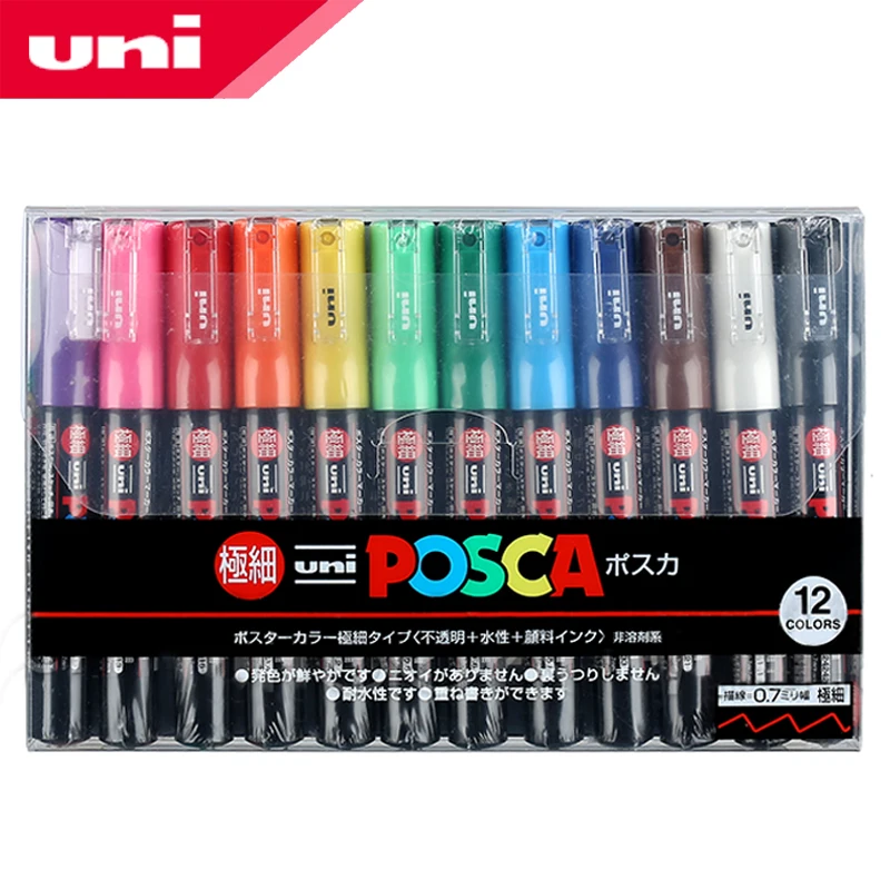 Japanese Stationery 12 Color Set Mitsubishi Uni Posca PC 1M Paint ...