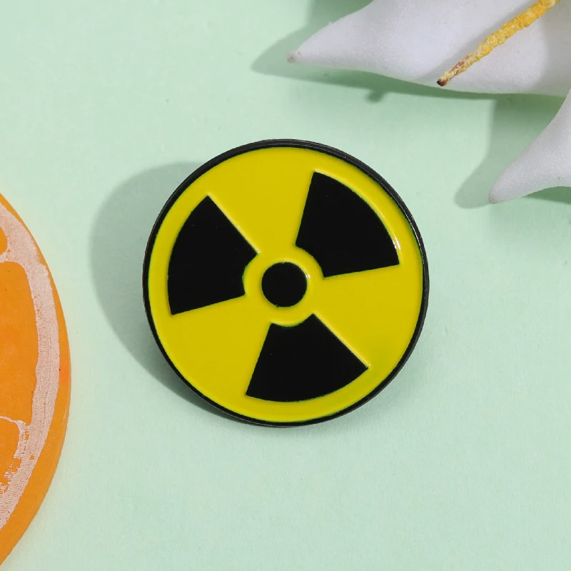 Radiation-Symbol-Enamel-Pin-Yellow-Warning-Sign-Brooches-Lapel-Badge ...