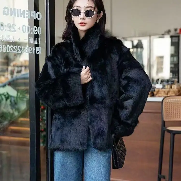 The new Upper East 2025 rabbit fur coat all real explosion fur one ...
