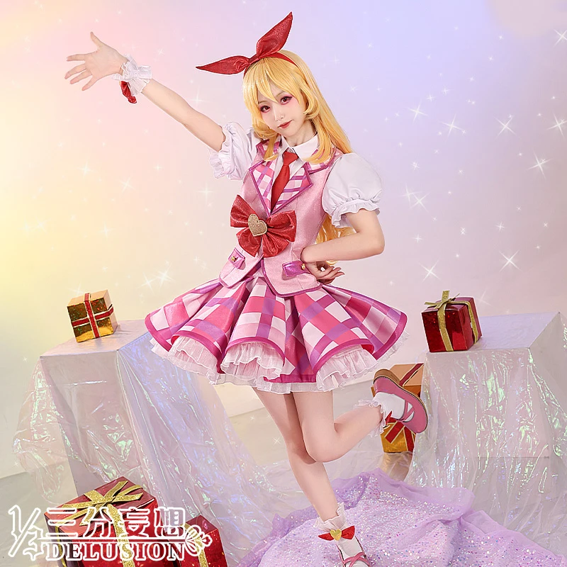 COS HoHo 애니메이션 아이 카츠! 호시미야 이치고 게임 복장 멋진 사랑스러운 유니폼 코스프레 의상, 할로윈 파티 역할 놀이 ...
