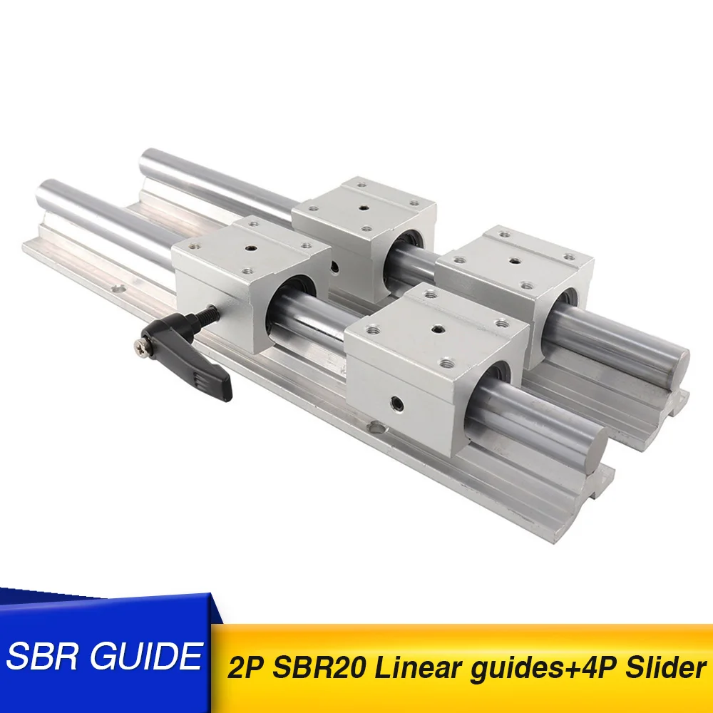 2 SBR20 Linear Guide Rails 4 SBR20UU Sliders 200 1000มม.20มม.คู่มือเชิง ...