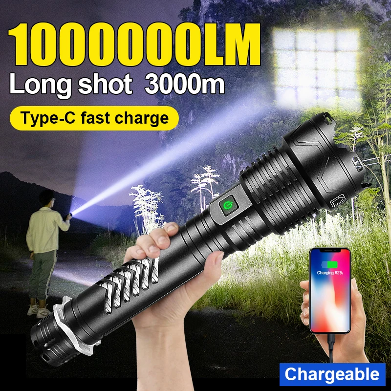Ultra-Powerful-LED-Flashlight-Rechargeable-USB-Long-Range-3000M ...