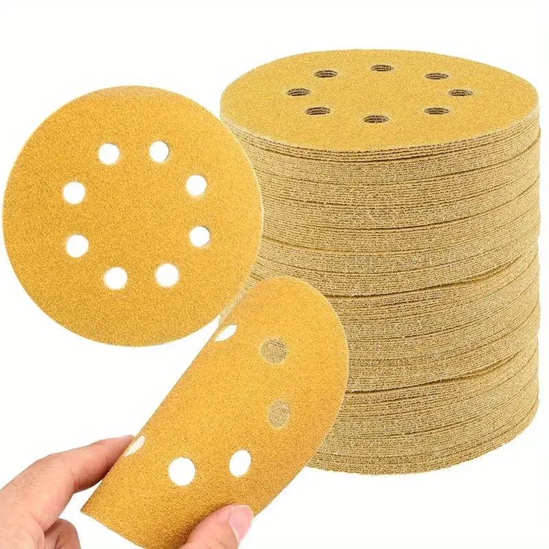 20Pcs Yellow Sanding Discs Assorted Grits 8 Holes 5Inch Sanding Disc ...