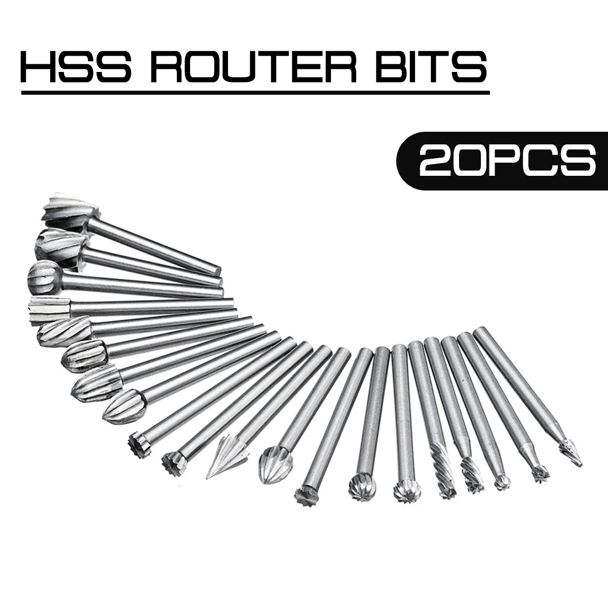 3mm Hss Routing Router Bits 20pcs Rotary Carving Carved Knife Rotary ...
