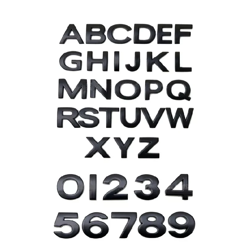 1pcs 3d Black Diy Car Decals 25mm Metal Letter And Number Stickers ...