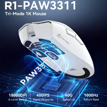 Attack Shark R1 1000Hz Bluetooth Mouse,18000dpi,PAW3311,Tri-mode ...