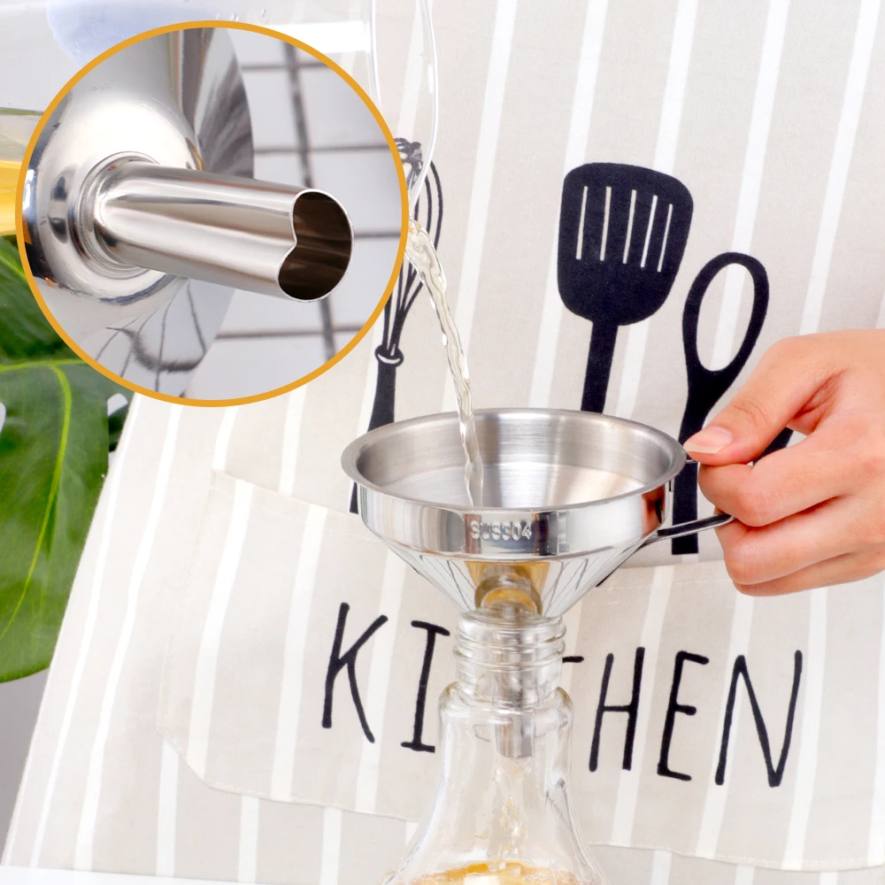 Functional-Stainless-Steel-Gold-Funnel-Kitchen-Oil-Liquid-Metal-Funnel ...