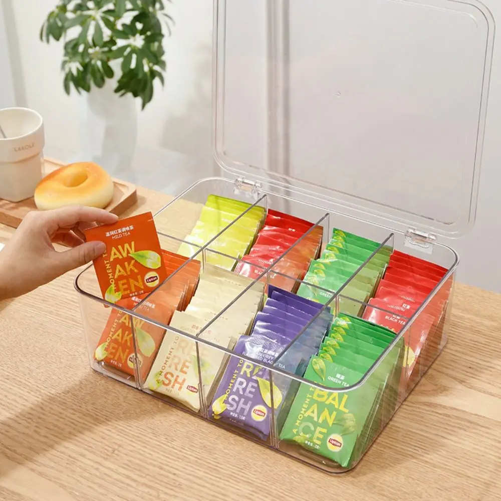 Transparent Tea Bag Storage Box Stackable Plastic with Lid Storage ...