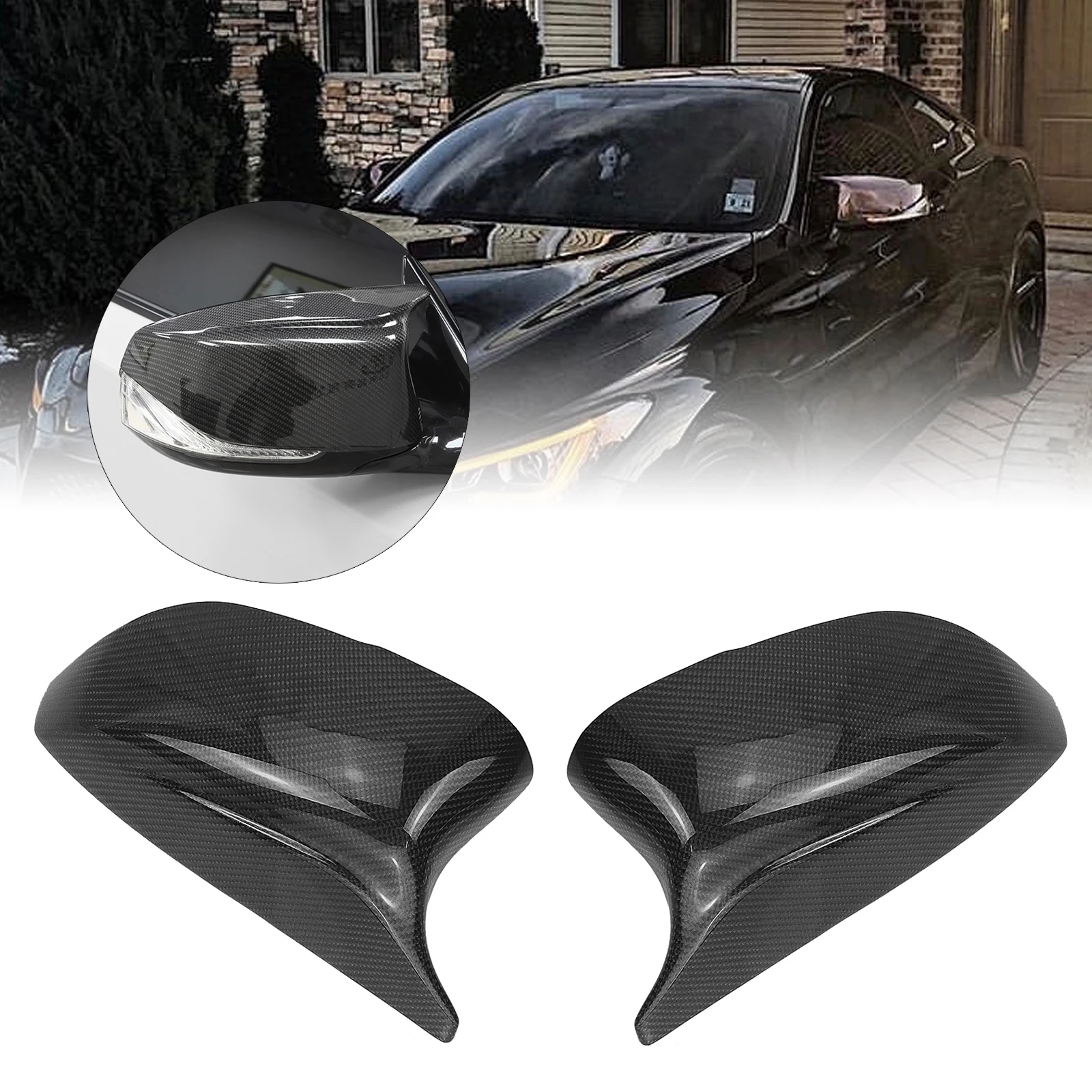 2PCS-Carbon-Fiber-Car-Mirror-Cover-Exterior-Reverse-Shell-Rearview-Cap ...