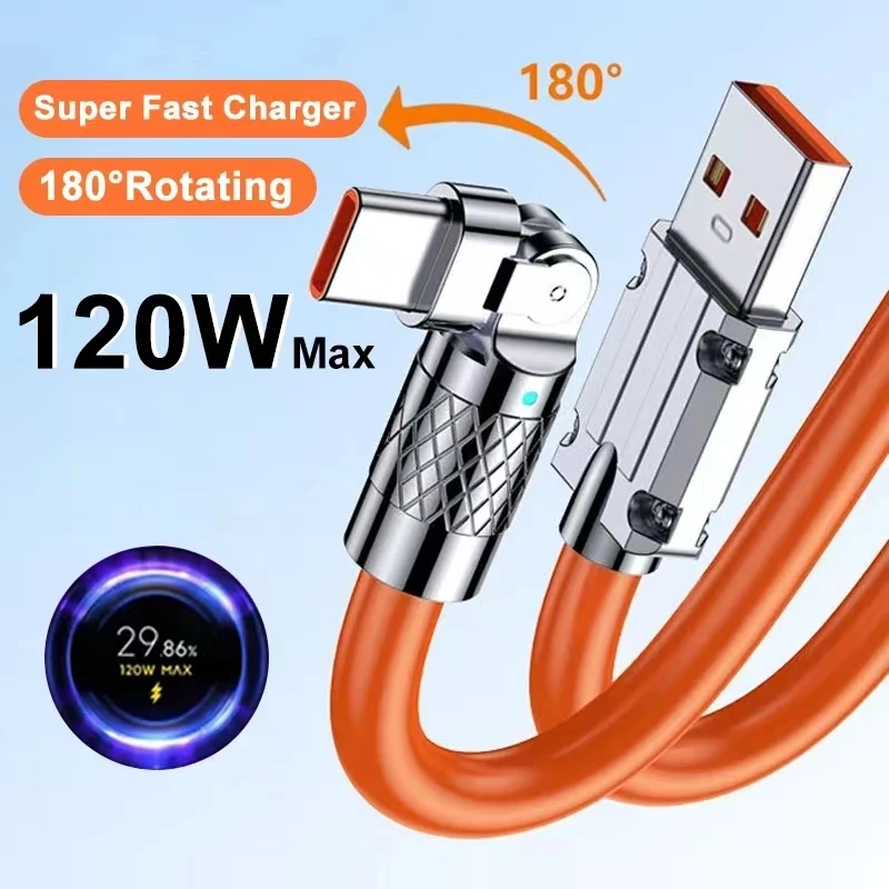 120W-7A-Fast-Charge-USB-Type-C-Cable-180-Degree-Rotation-Elbow-Cable ...