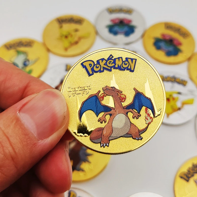 Pokemon moedas de ouro metal anime moedas comemorativas charizard ...