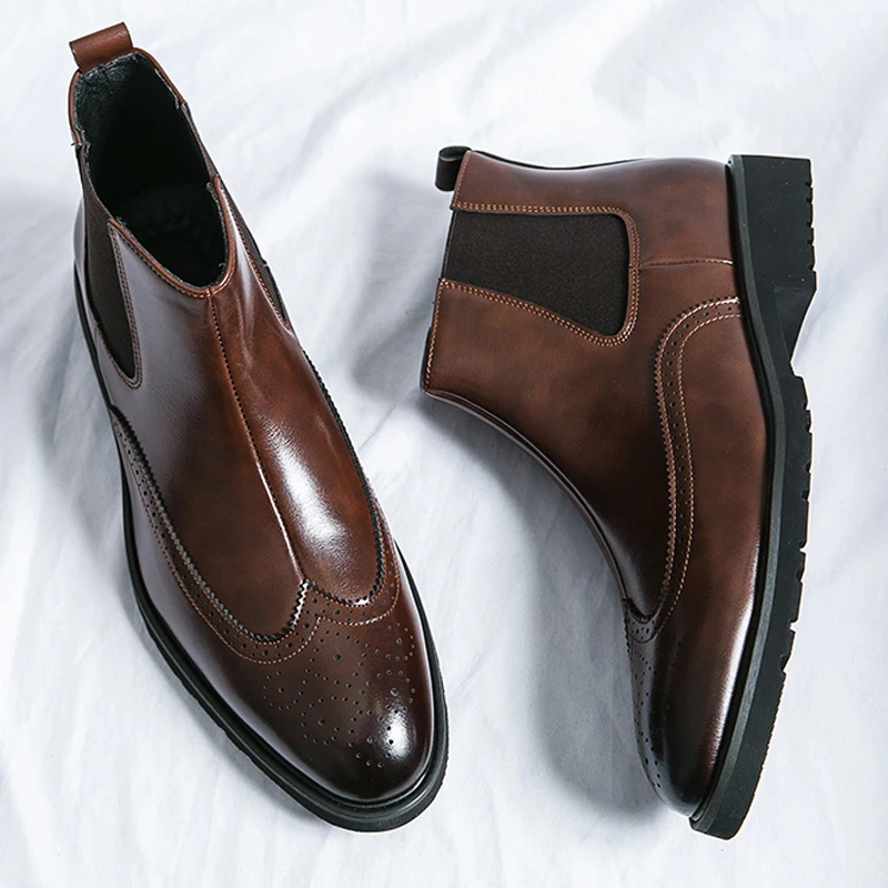 Brown Black Chelsea Ankle Formal Boots for Men Business Designer ...