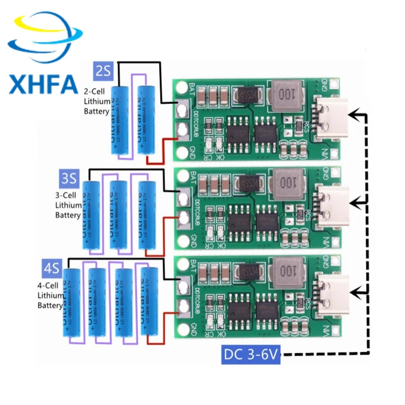 Multi-Cell 2S 3S 4S Type-C To 8.4V 12.6V 16.8V Step-Up Boost LiPo Polymer Li-Ion Charger 7.4V 11 ...