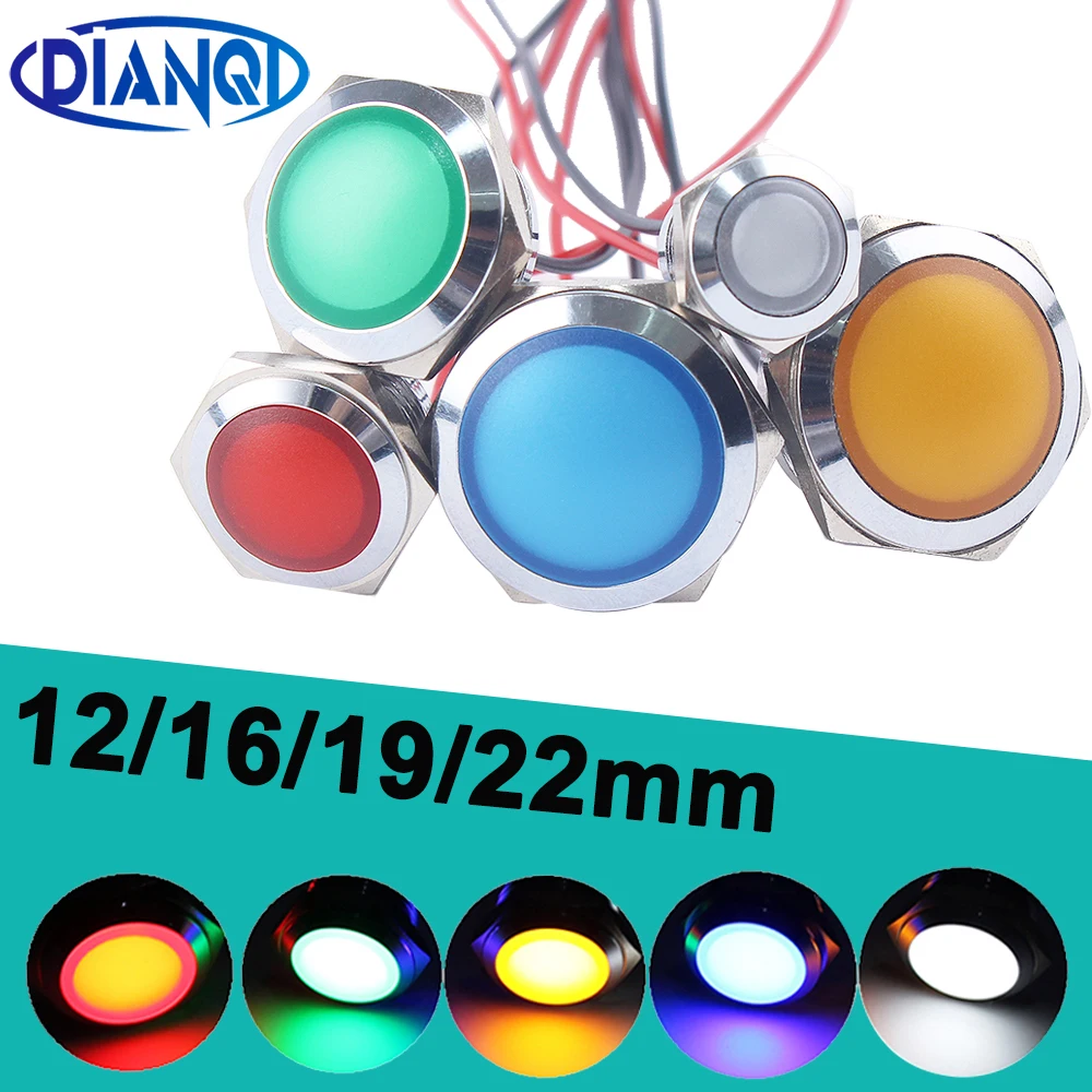 12-16-19-22mmMetal-LED-Indicator-Light-Waterproof-Spherical-Round ...
