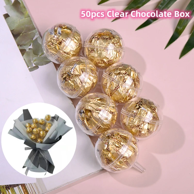 50Pcs Clear Acrylic Chocolate Ball 3.8cm Round Candy Chocolate Boxes ...