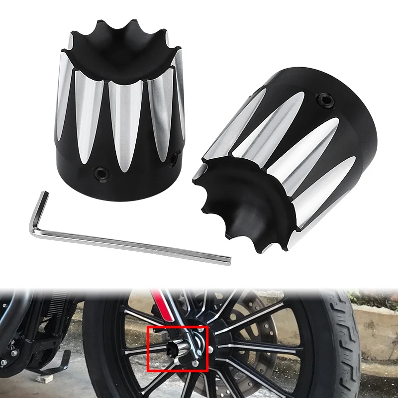 Motorcycle Front Axle Nut Covers Caps Aluminum For Harley Touring ...