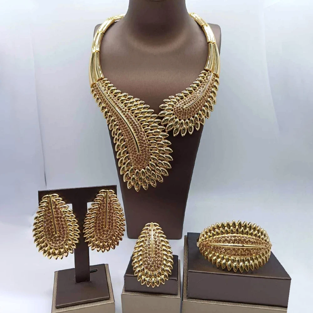 Gold Plated Jewelry New Style Jewellery Set For Women Fashion Necklace ...