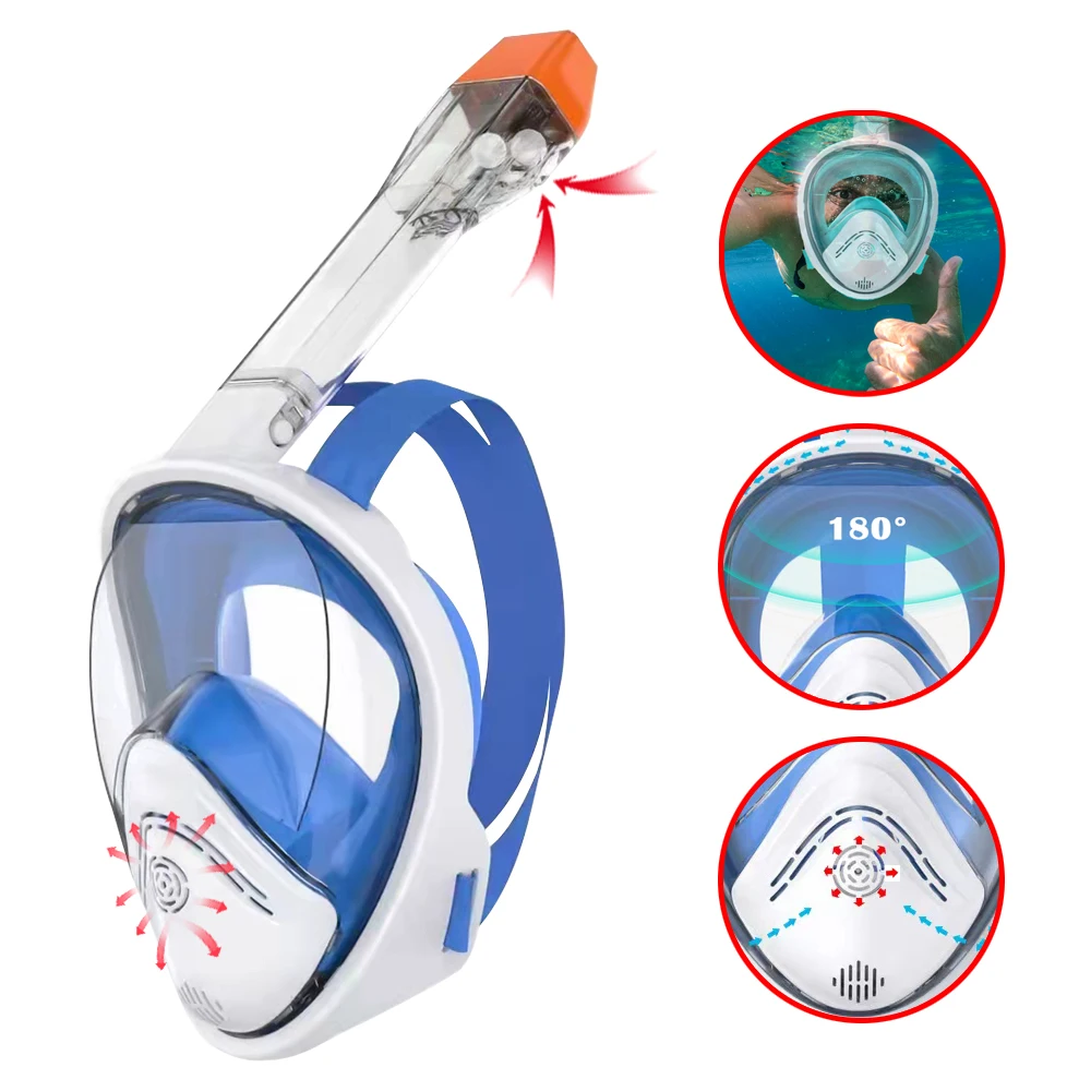 Professional Snorkeling Diving Mask Underwater Scuba Full Face Snorkel ...