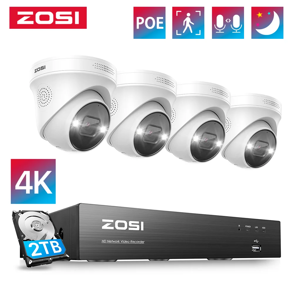 ZOSI Système de caméras de vidéosurveillance PoE 4K kit NVR 8CH Expand ...