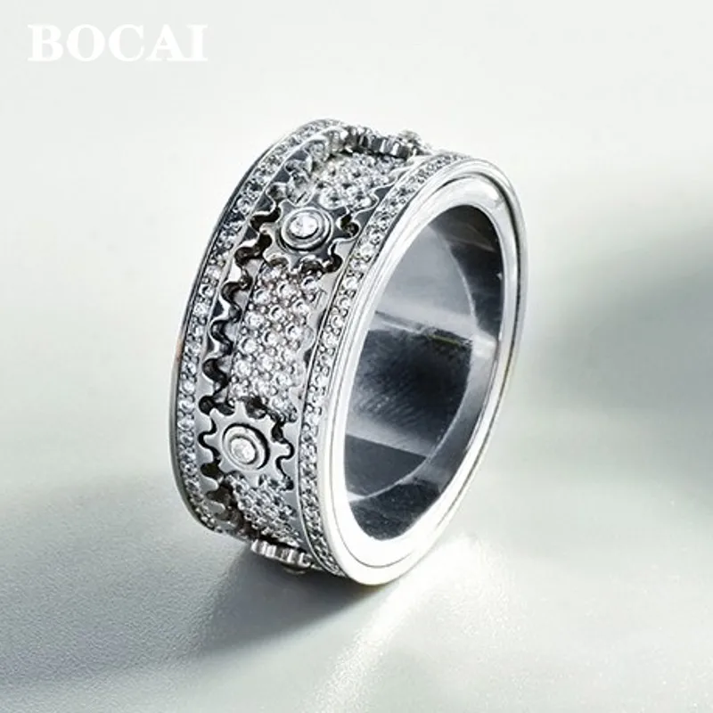 S925-Sterling-Silver-Charms-Rings-for-Women-Mechanical-Gear-shaped ...