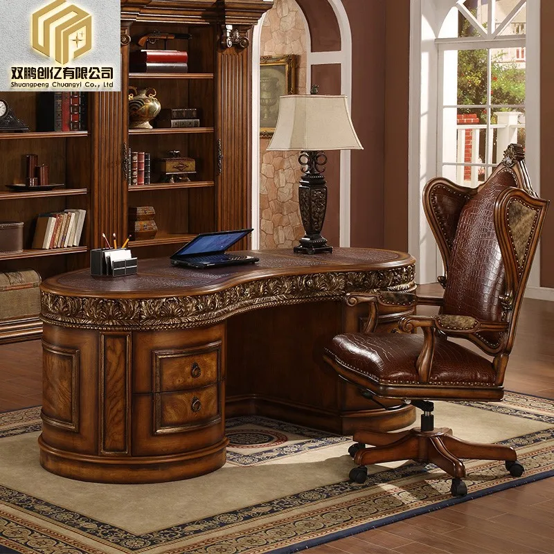 European-style-solid-wood-table-luxurious-carving-computer-table-office ...