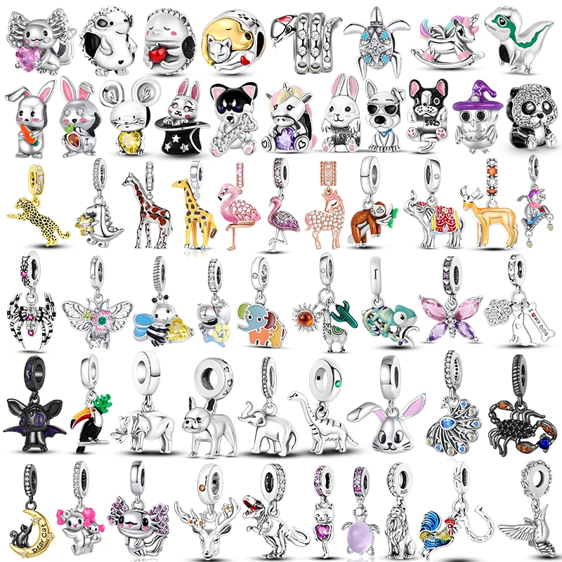 Charms-Plata-925-Original-Silber-Tier-Kaninchen-Cham-leon-Charm ...