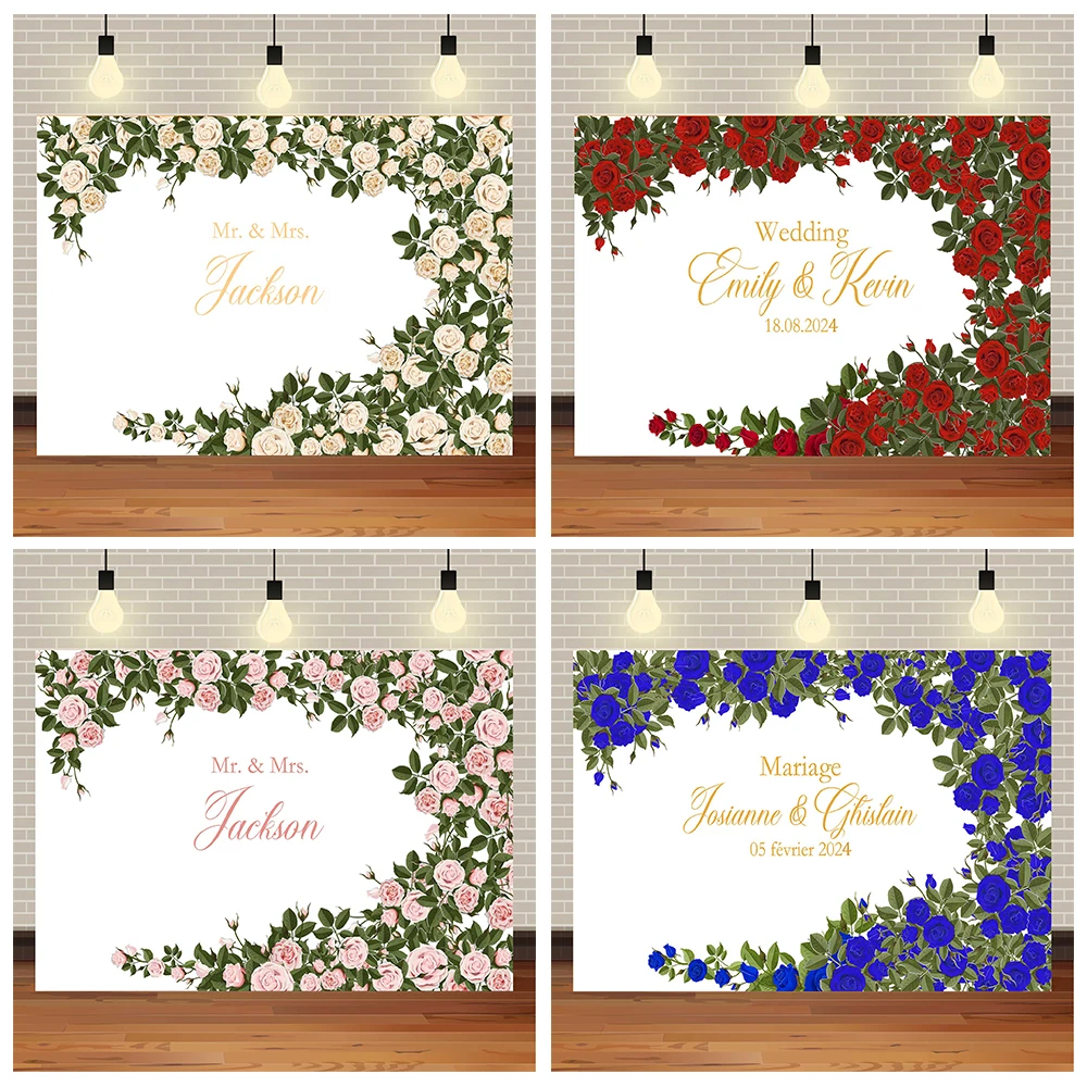 Welcome Wedding Background: The Perfect Green Leaf & Rose Floral ...