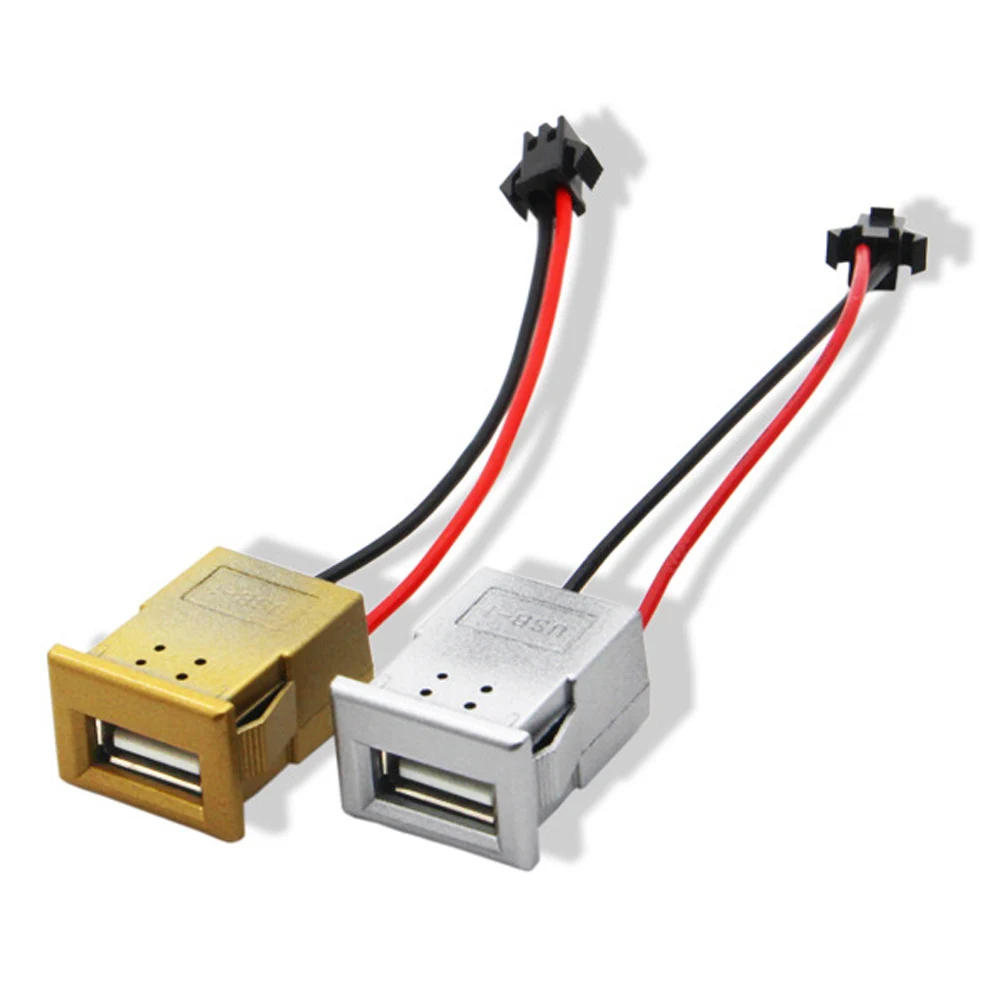 Arcuate-surface-USB-2-0-golden-white-Female-Power-Jack-Charging-Port ...