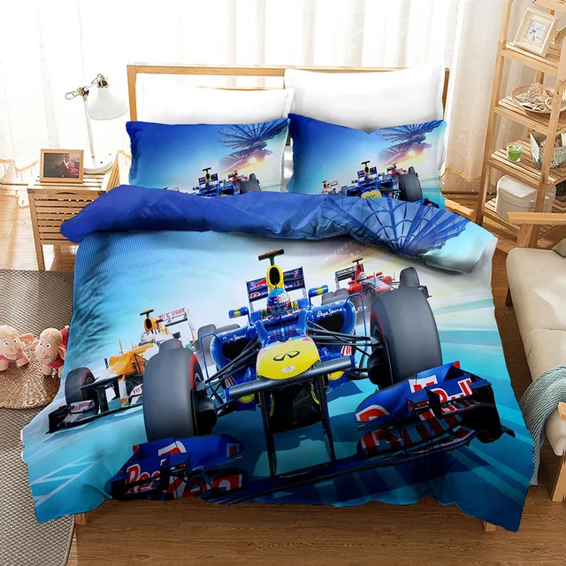 Red Racing Car 3D Kids Boy Bedding Set F1 Game Racer Printing Duvet ...