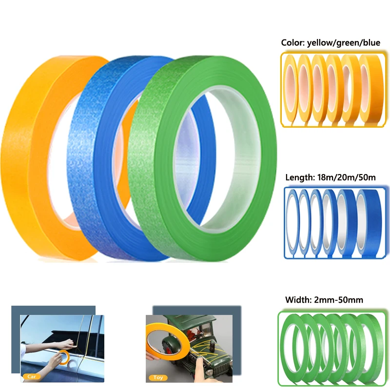 1-5Rolls-blue-green-Yellow-paint-cleaning-peeling-masking-tape-adhesive ...