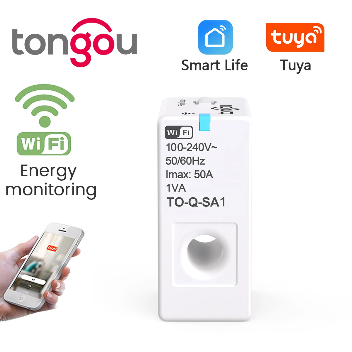 TONGOU Tuya Smart Energy Meter WiFi Smart WiFi Monitor Electric Sensor ...