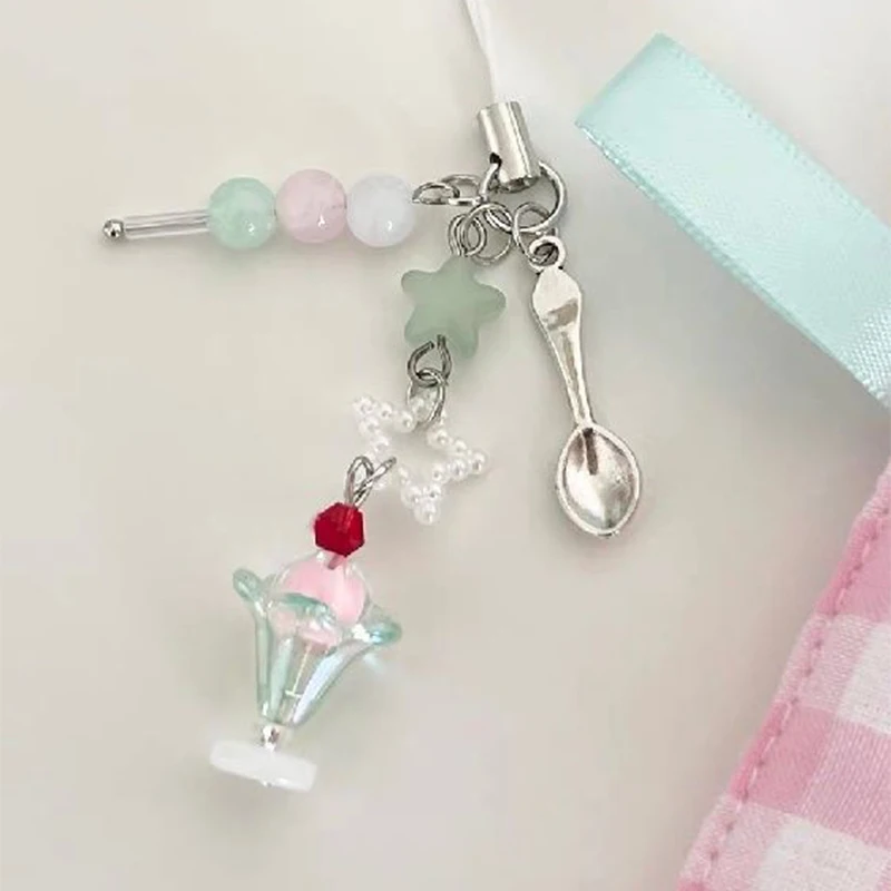 Y2K Ice Cream Star Keychain for Phone Case Cute Kawaii Simulated Food ...