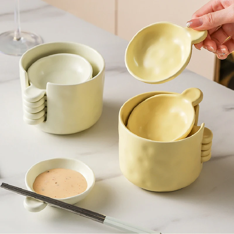 Round Seasoning Dish Set Irregular Storage Dish Set Nordic Hot Pot ...