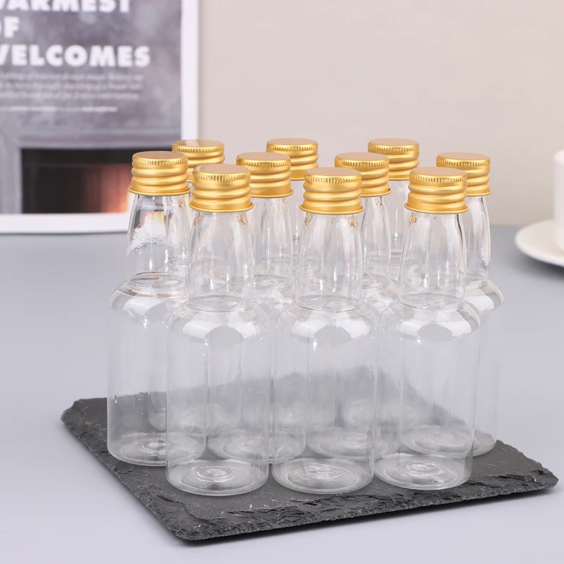 10Pcs-50ml-Mini-Clear-PET-Refillable-Small-Wine-Bottles-For-Party ...