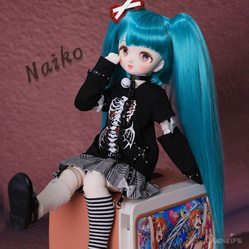 Naiko 1/4 BJD Doll Anime Shuga Fairy Red And Green Wig And Black And ...