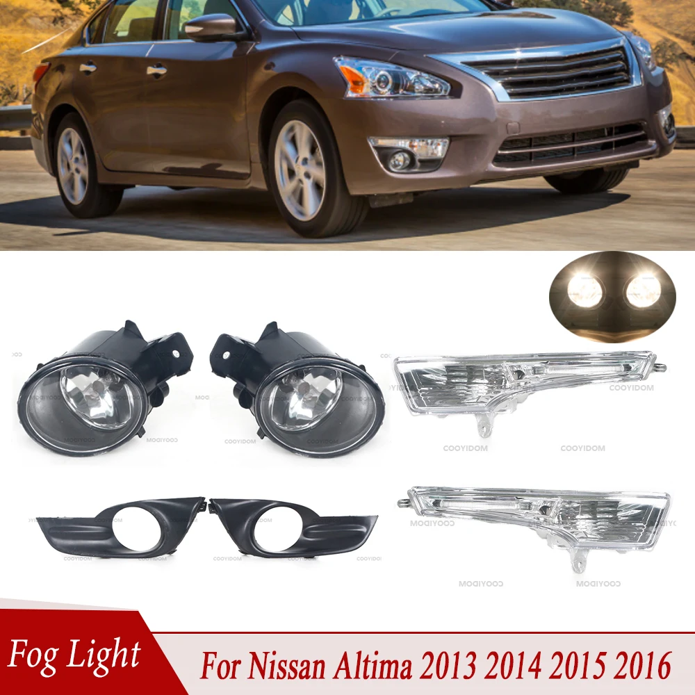 Front Bumer DRL Fog Light Fog Lamp Cover Grille Frame For Nissan Altima ...