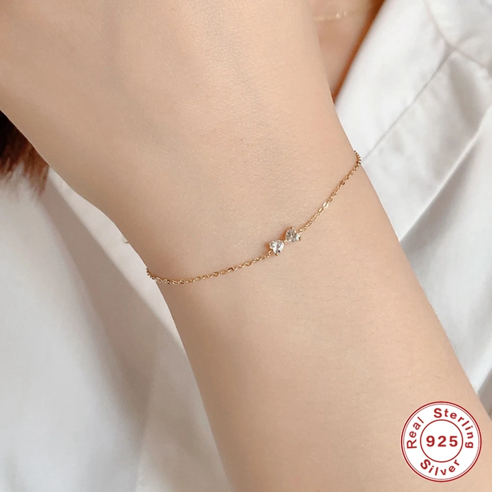 AIDE-925-Sterling-Silver-Micro-Zircon-Bow-Bracelet-For-Women-Korean-Ins-Sweet-Exquisite-and ...