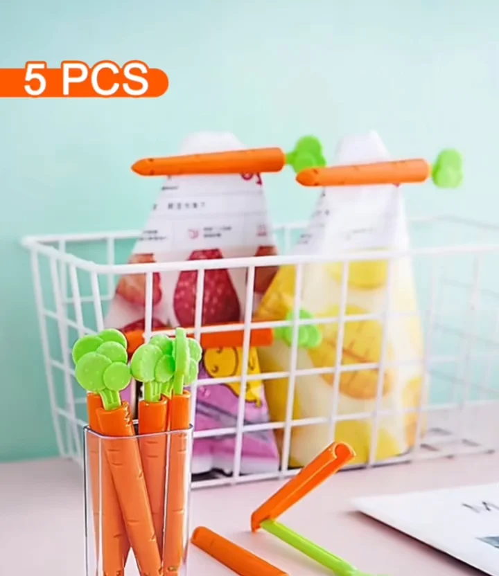 New High Quality 5 PCS Food Bag Cute Carrot Bag Clips for Food ...