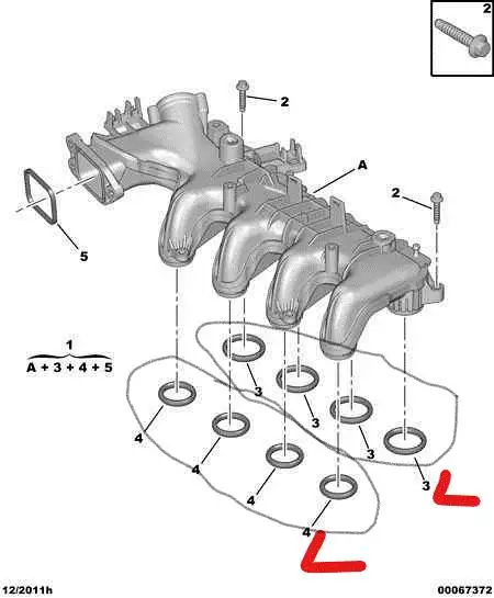 (8 PCS ) INTAKE MANIFOLD GASKET KIT FOR PEUGEOT 307-308-207-407-208 ...